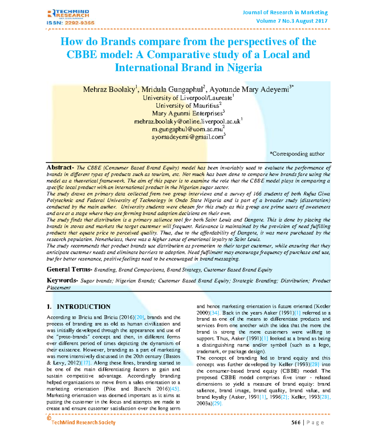 CBBE Model Analysis: Comparing Local & International Sugar Brands in ...