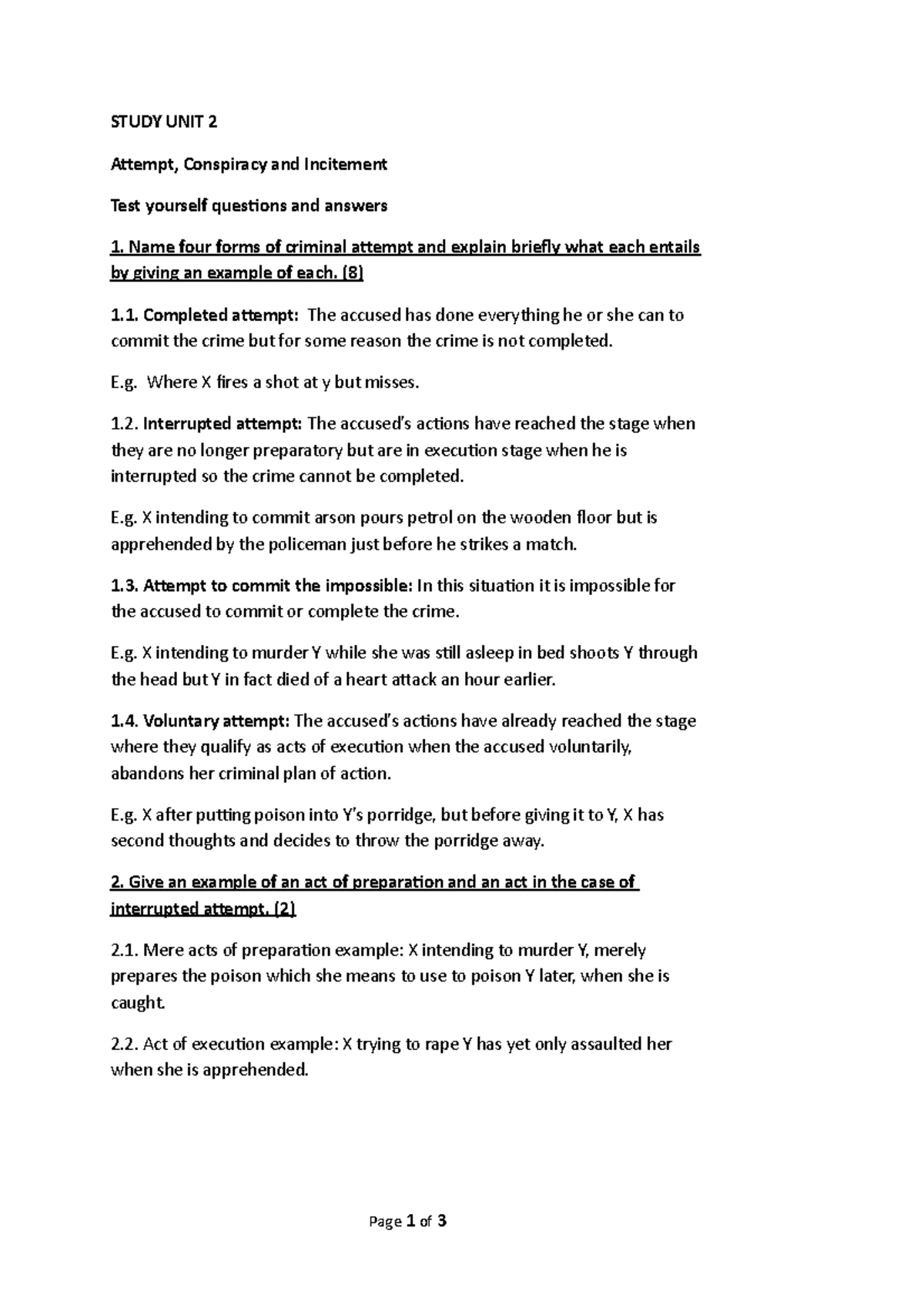 CRW2603 Definitions - CRW UNIT 1 Definition of a perpetrator his ...