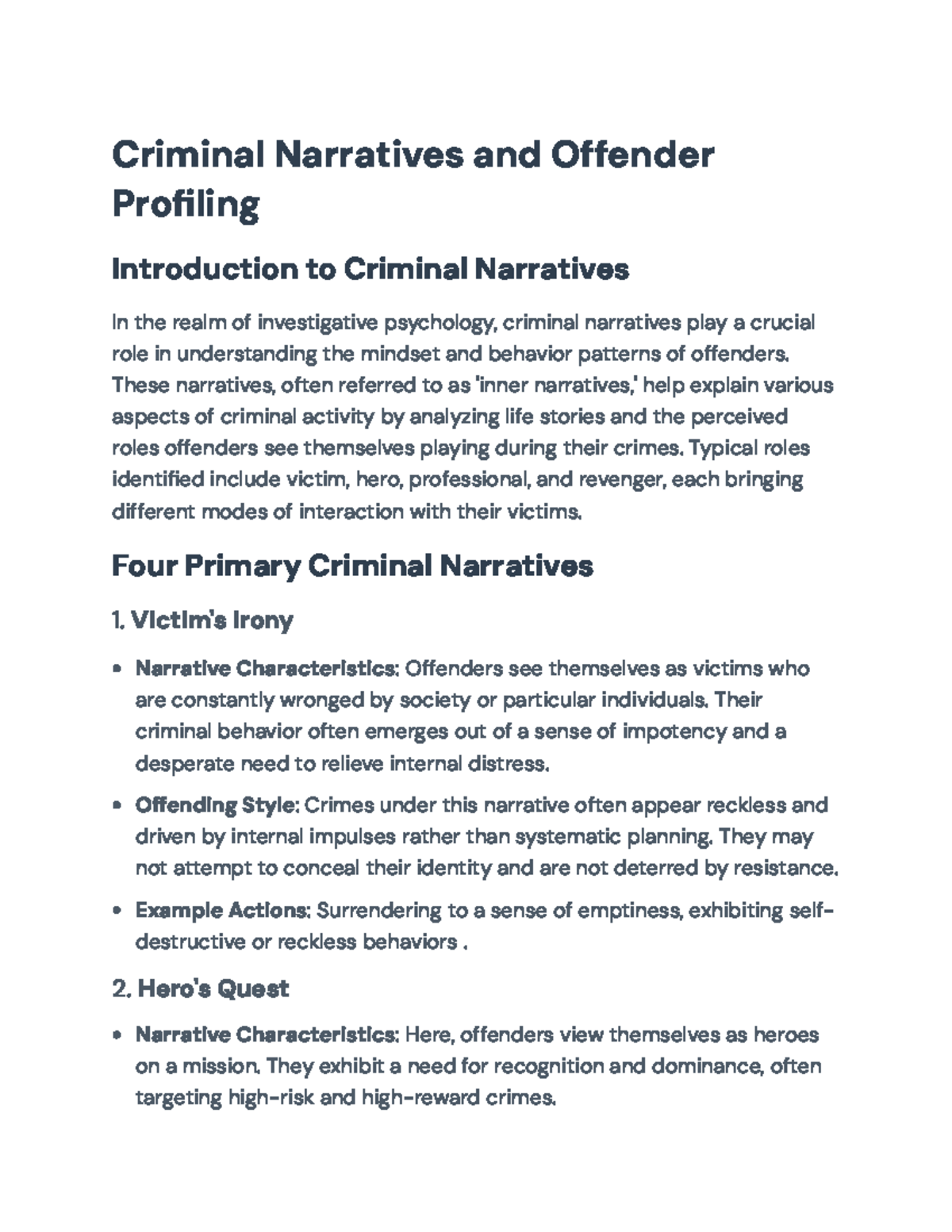 Understanding Criminal Narratives: Profiling Offenders in Psychology ...