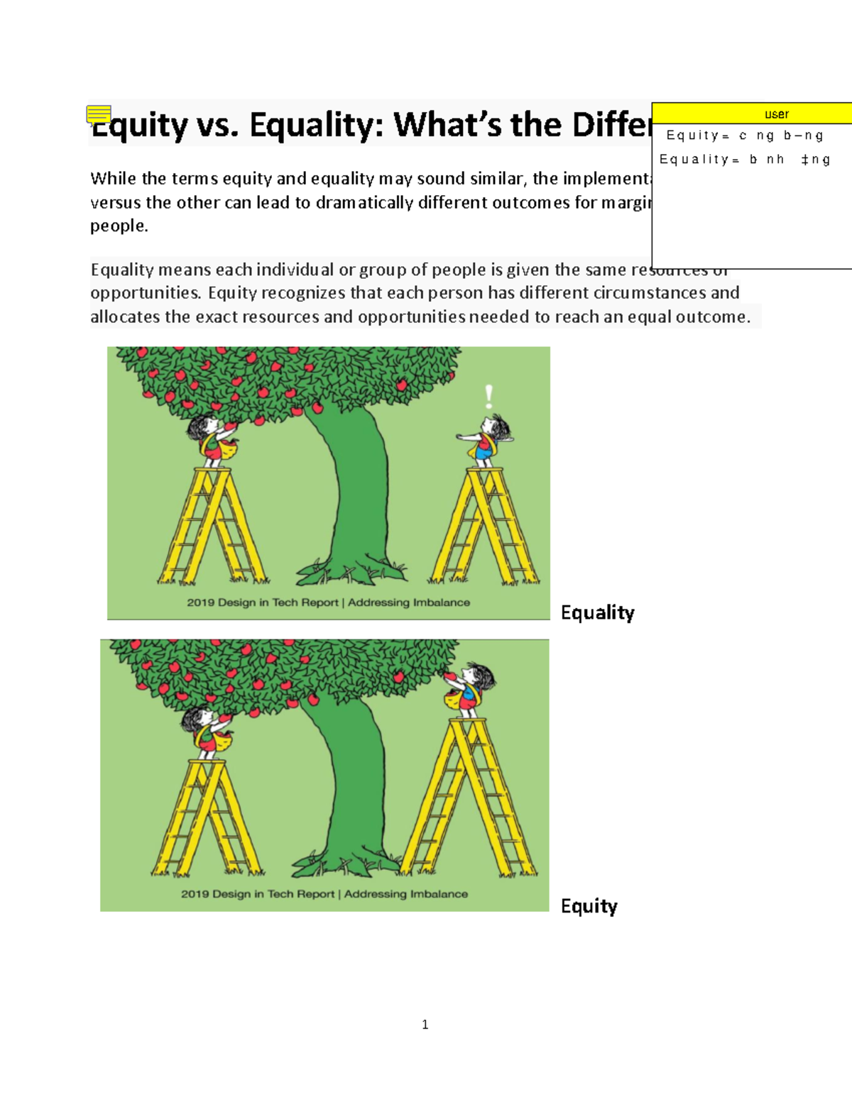 Class activity - Chapter 1 - Equity vs. Equality: What’s the Difference ...