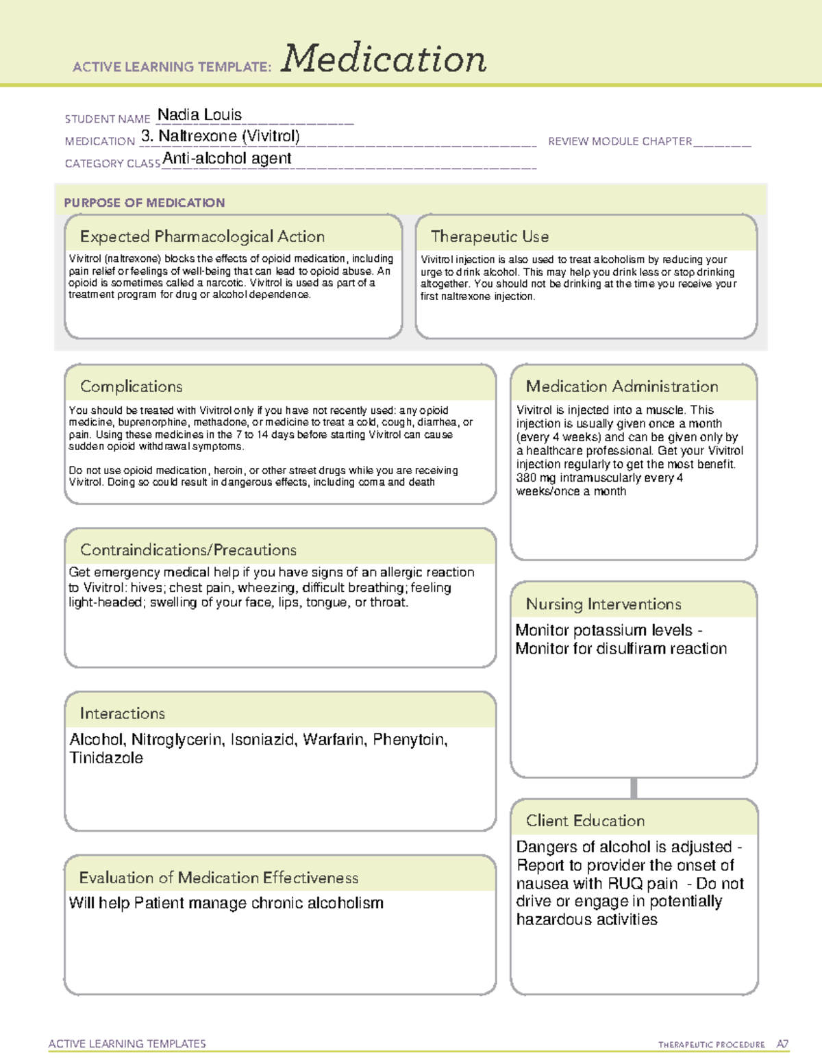 Naltrox - Using the ATI Active Learning Medication Template and ATI ...