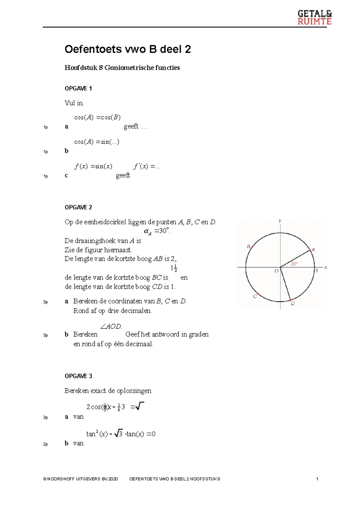 Oefentoets H8 - Goniometrische Functies en Graphen Analyse - Studeersnel