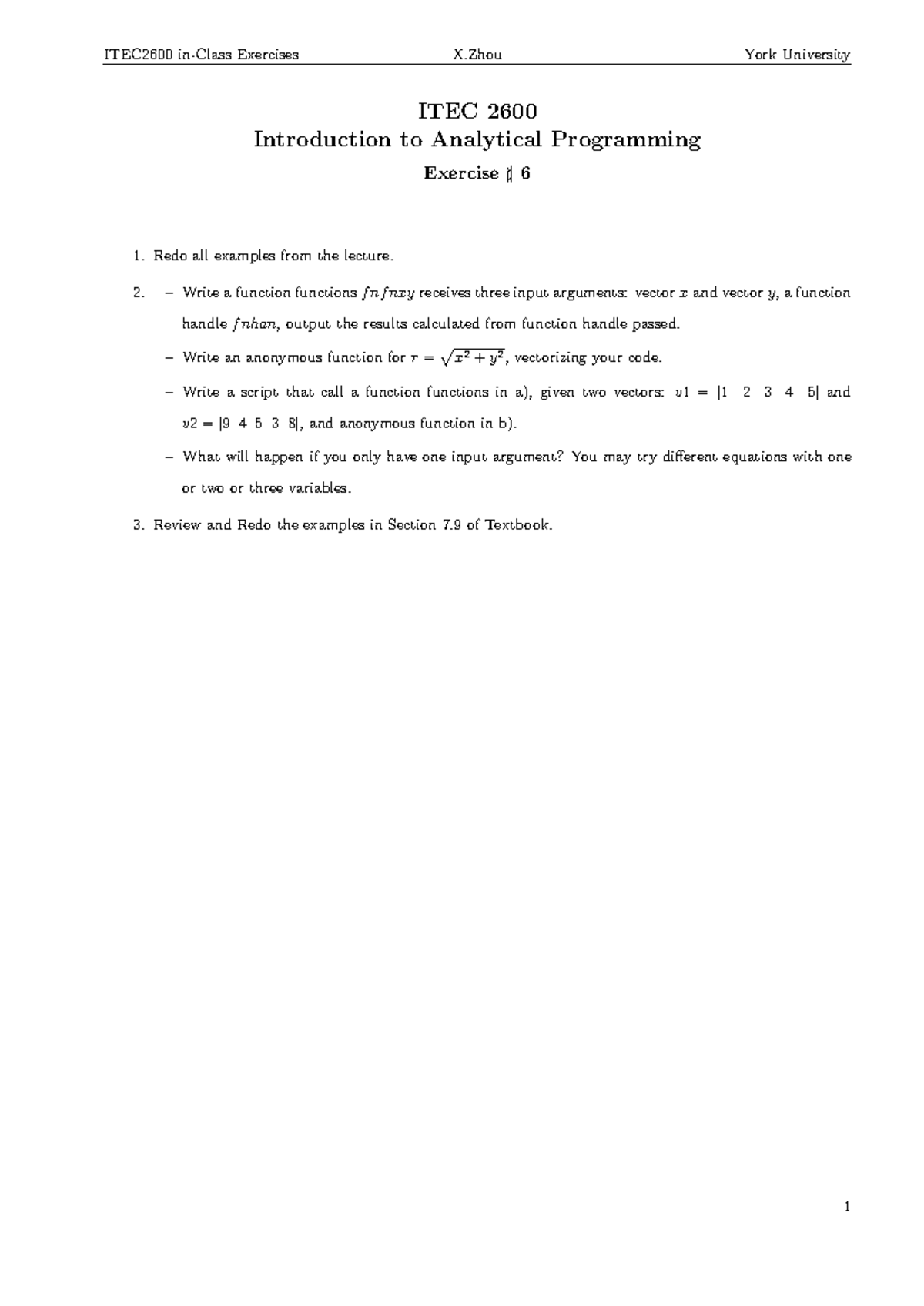 ITEC2600 Exercise 6: Analytical Programming Tasks and Examples - Studocu