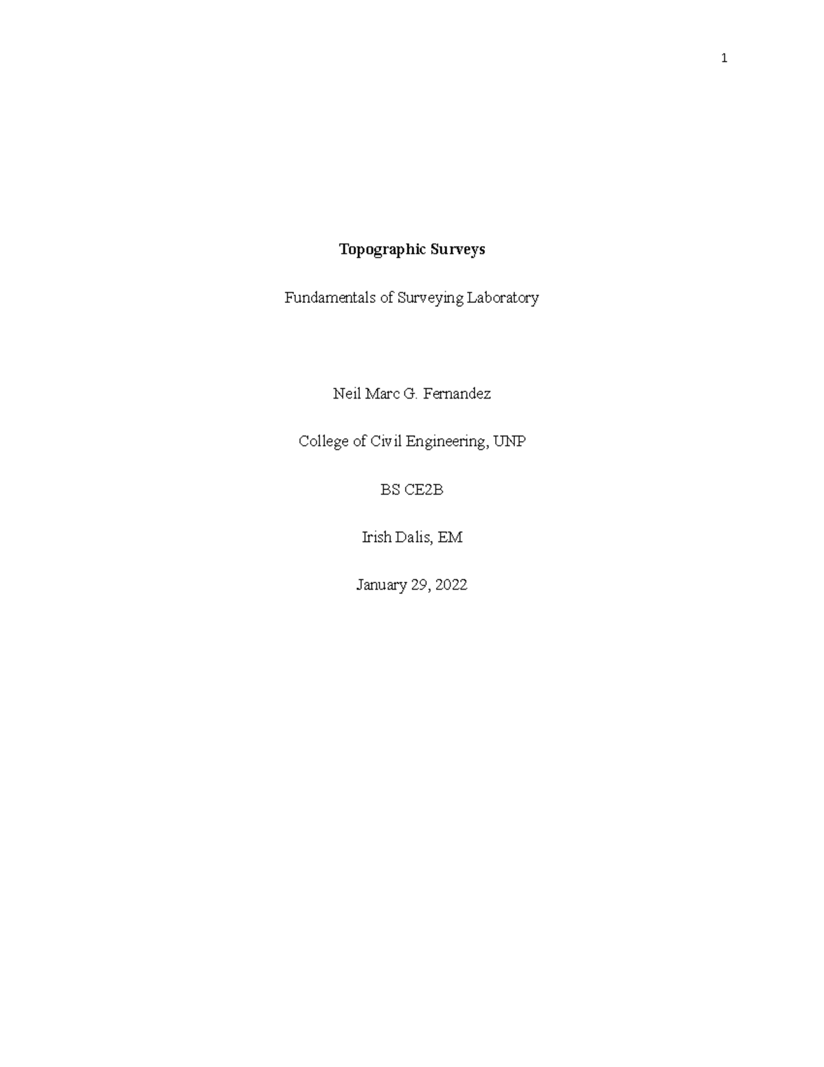 BSCE2B Topographic Surveys: Fundamentals, Principles, and Applications ...