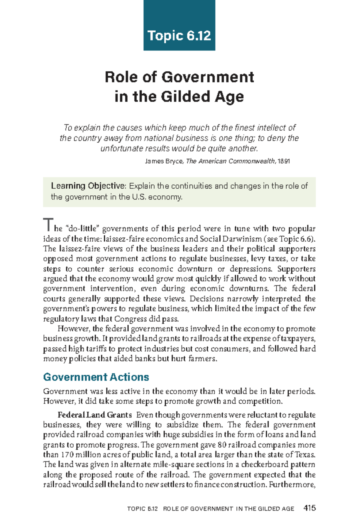1 Amsco Apush Period 6 Gilded Age Politics - TOPIC 6 ROLE OF GOVERNMENT ...