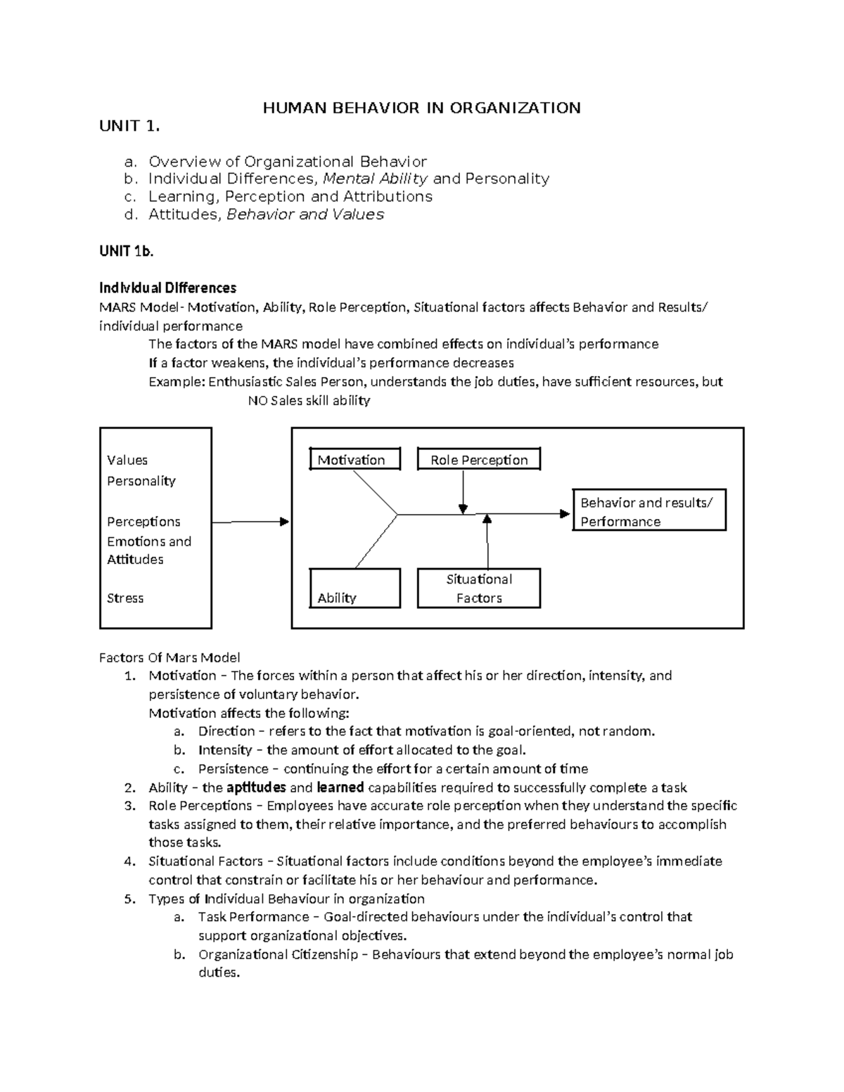 Organizational Behavior Overview: Human Behavior Insights (OB101) - Studocu