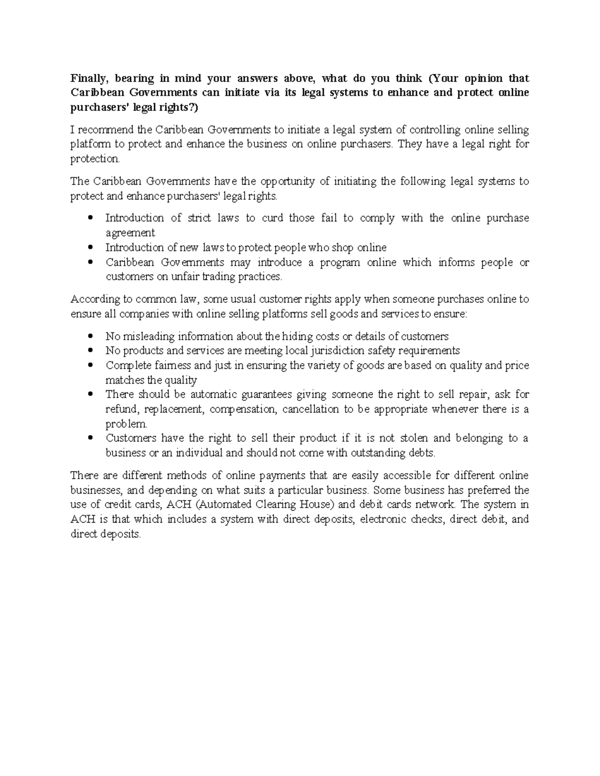 Caribbean Governments' Legal Framework for Online Purchases ...