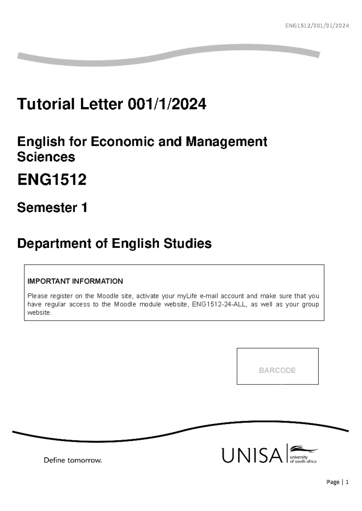 ENG1512 Assignment 1 Language Editing and Vocabulary Insights 2024 - Studocu