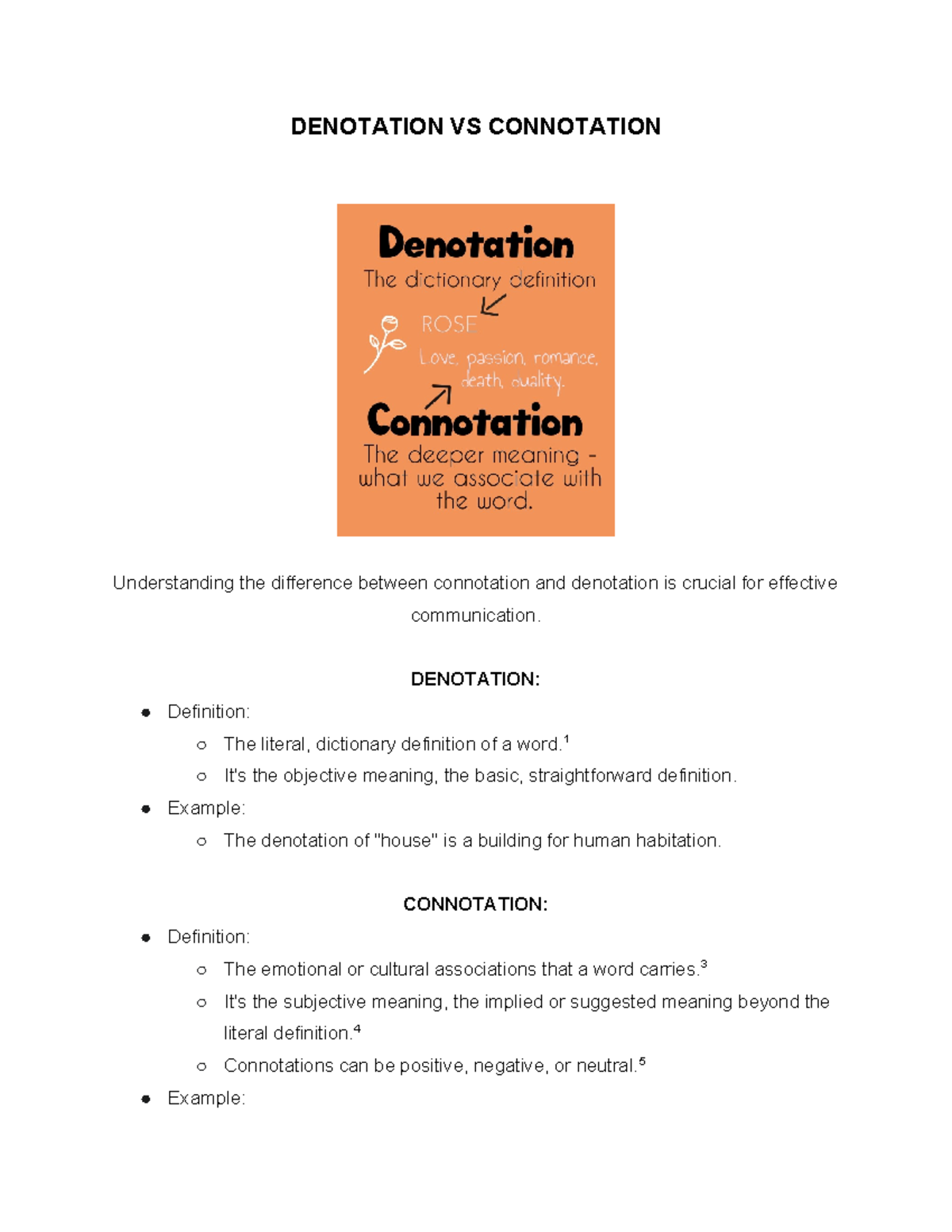DENOTATION VS CONNOTATION: Understanding Meaning in Language - Studocu
