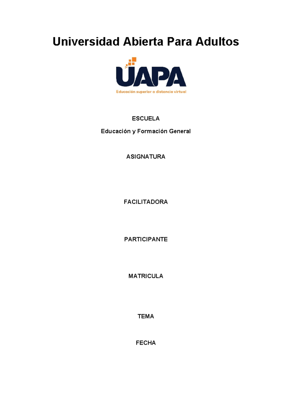 Hoja de presentación UAPA - uapa hoja presentacion - Universidad ...