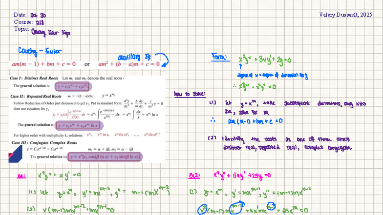 Cauchy Euler Form and Derivatives - Course 30 Notes - Studocu