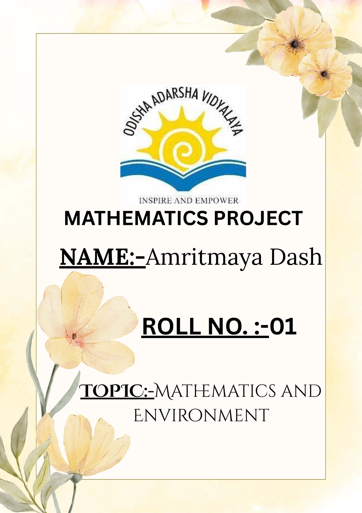 MATHEMATICS PROJECT (Class XII) - Applications in Environmental Science ...