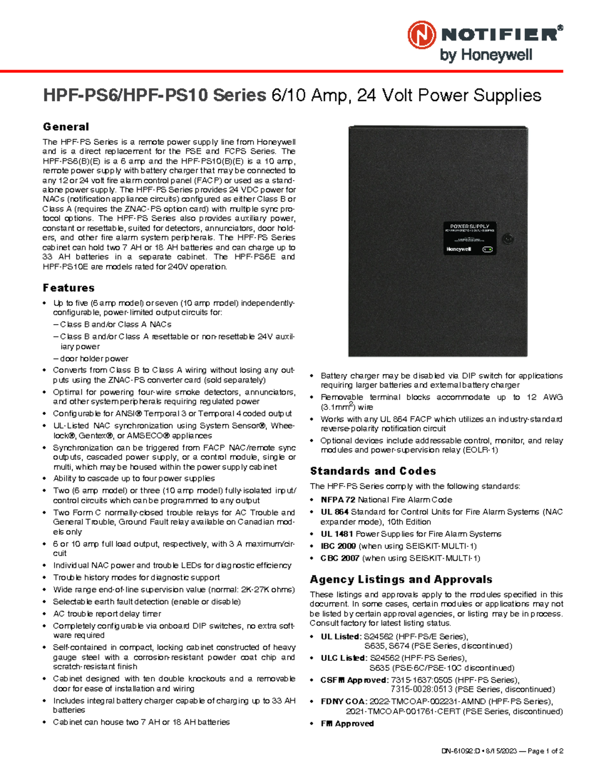 DN-61092 - HPF-PS6/HPF-PS10 Series Power Supplies Overview - Studocu