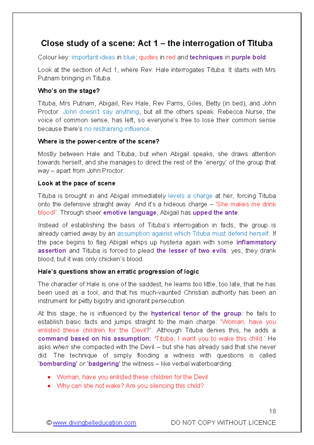 Close Study of Act 1: The Interrogation of Tituba in The Crucible (ENG ...