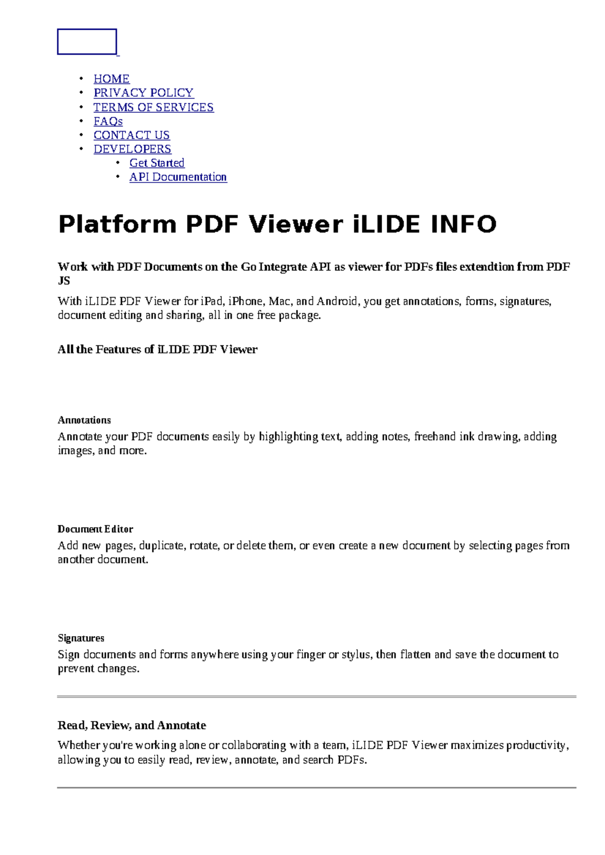Ilide - ,... - • HOME • PRIVACY POLICY • TERMS OF SERVICES • FAQs • CONTACT US • DEVELOPERS ...