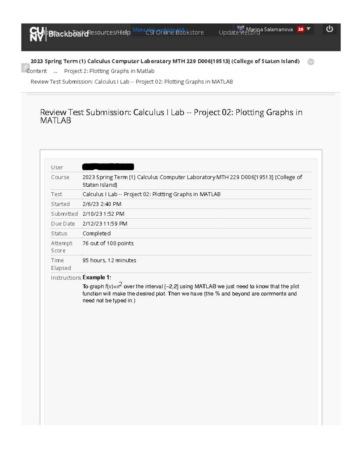 Calculus I Lab MTH 229 D006 - Project 02: MATLAB Graph Plotting - Studocu