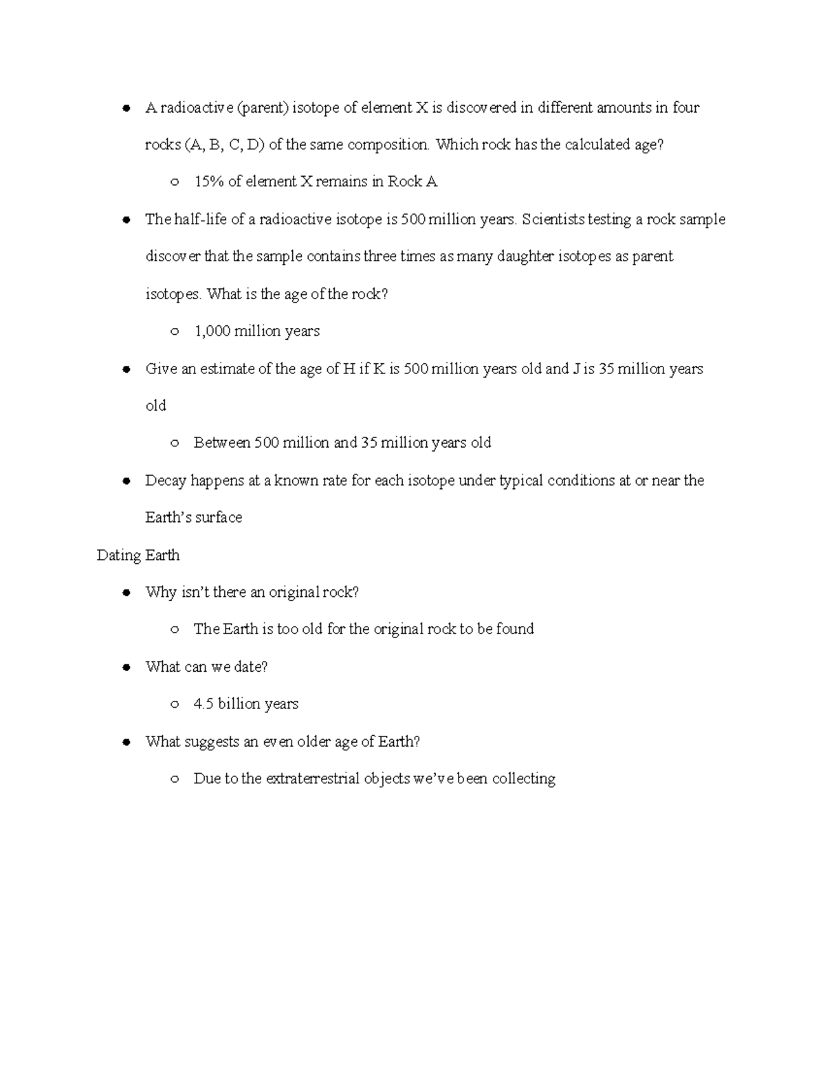 Geology Notes 4.12: Radioactive Dating and Earth's Age Insights - Studocu