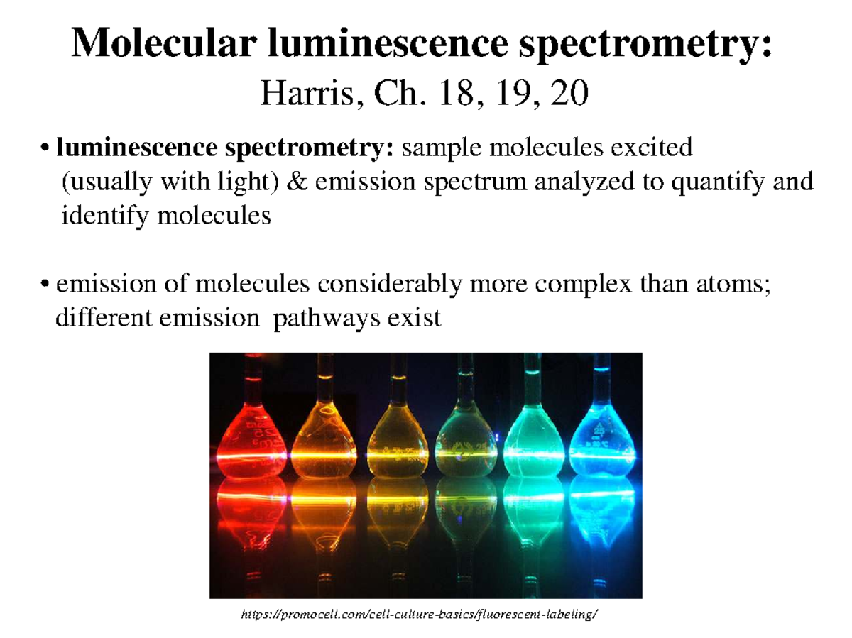 Molecular Fluorescence: Lecture #9 on Spectrometry and Emission ...