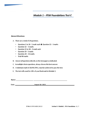 Module 1 Test C - PSW Foundations Practice Questions and Answers - Studocu