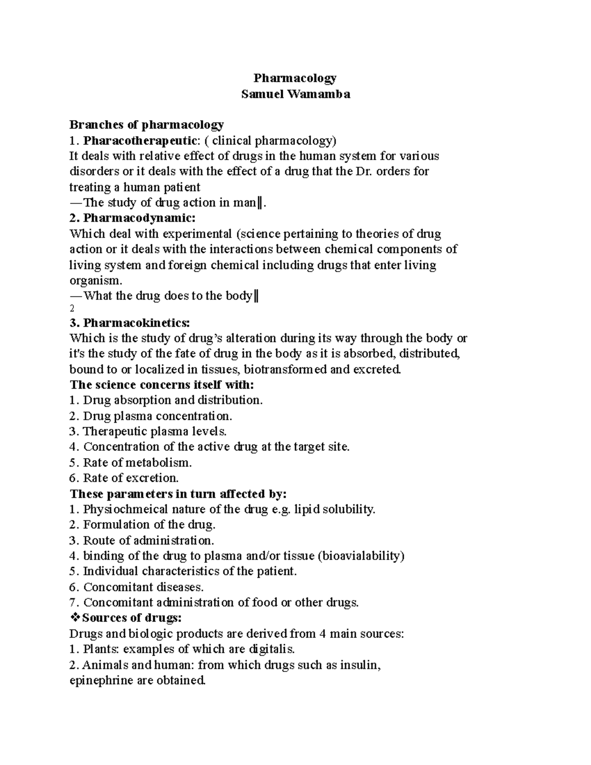 Pharmacology Course Notes: In-Depth Overview and Key Concepts - Studocu