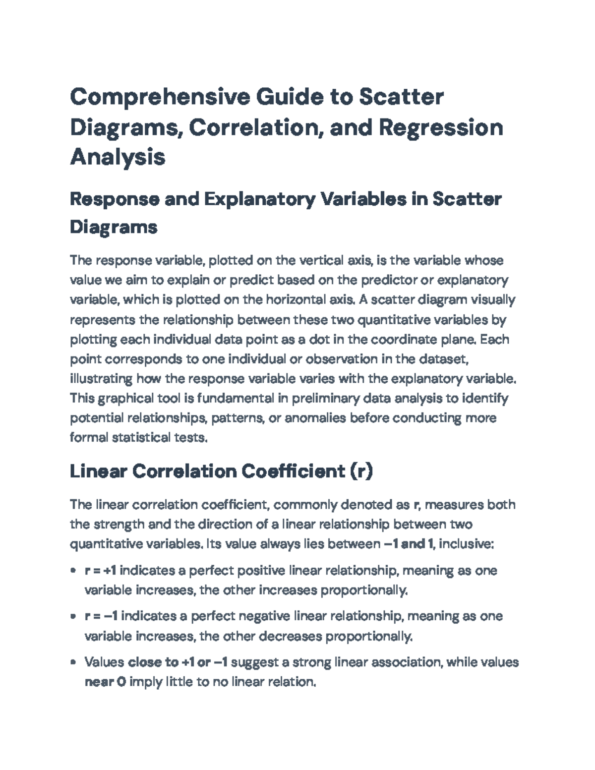 Comprehensive Guide to Scatter Diagrams & Regression Analysis - Studocu