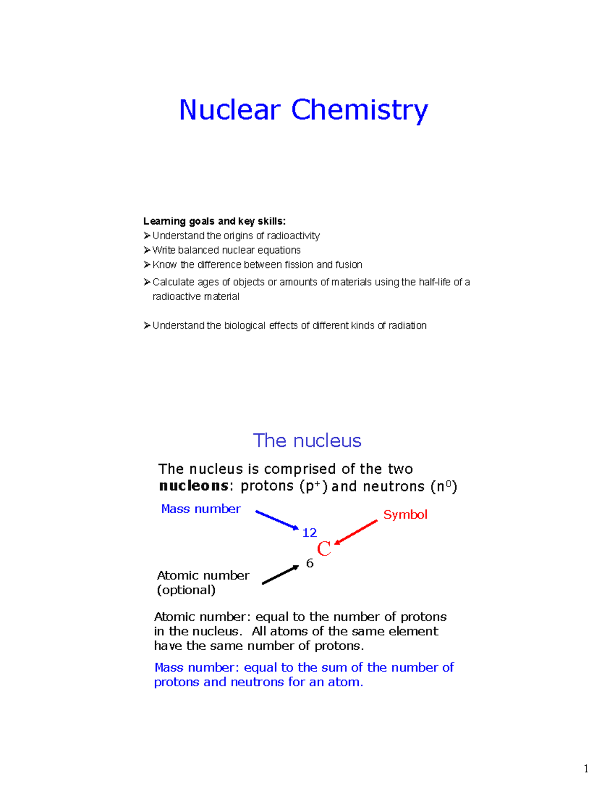 Nuclear Chemistry: Key Concepts and Reactions Overview - Studocu