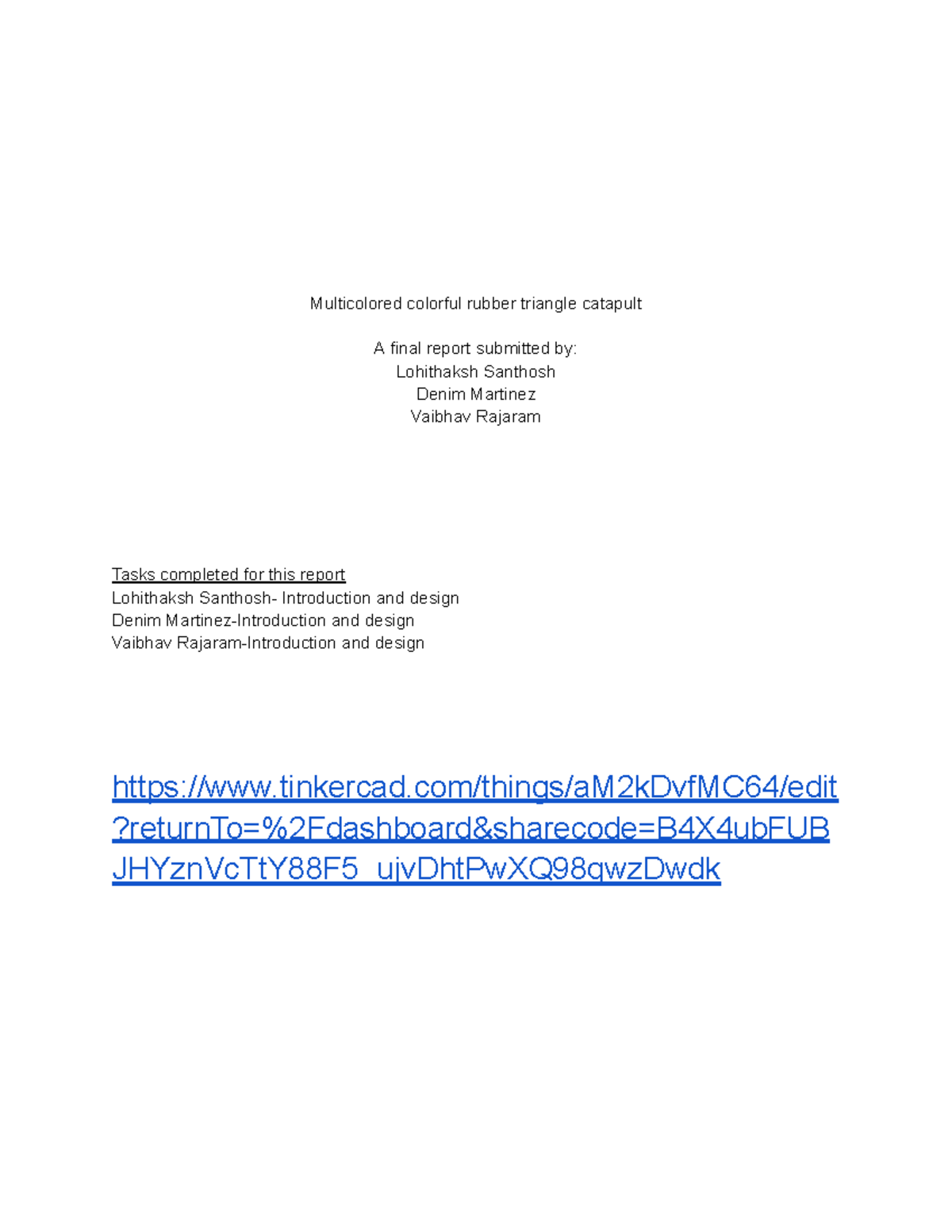 Catapult Project (ENG101) Final Report: Design & Testing Analysis - Studocu