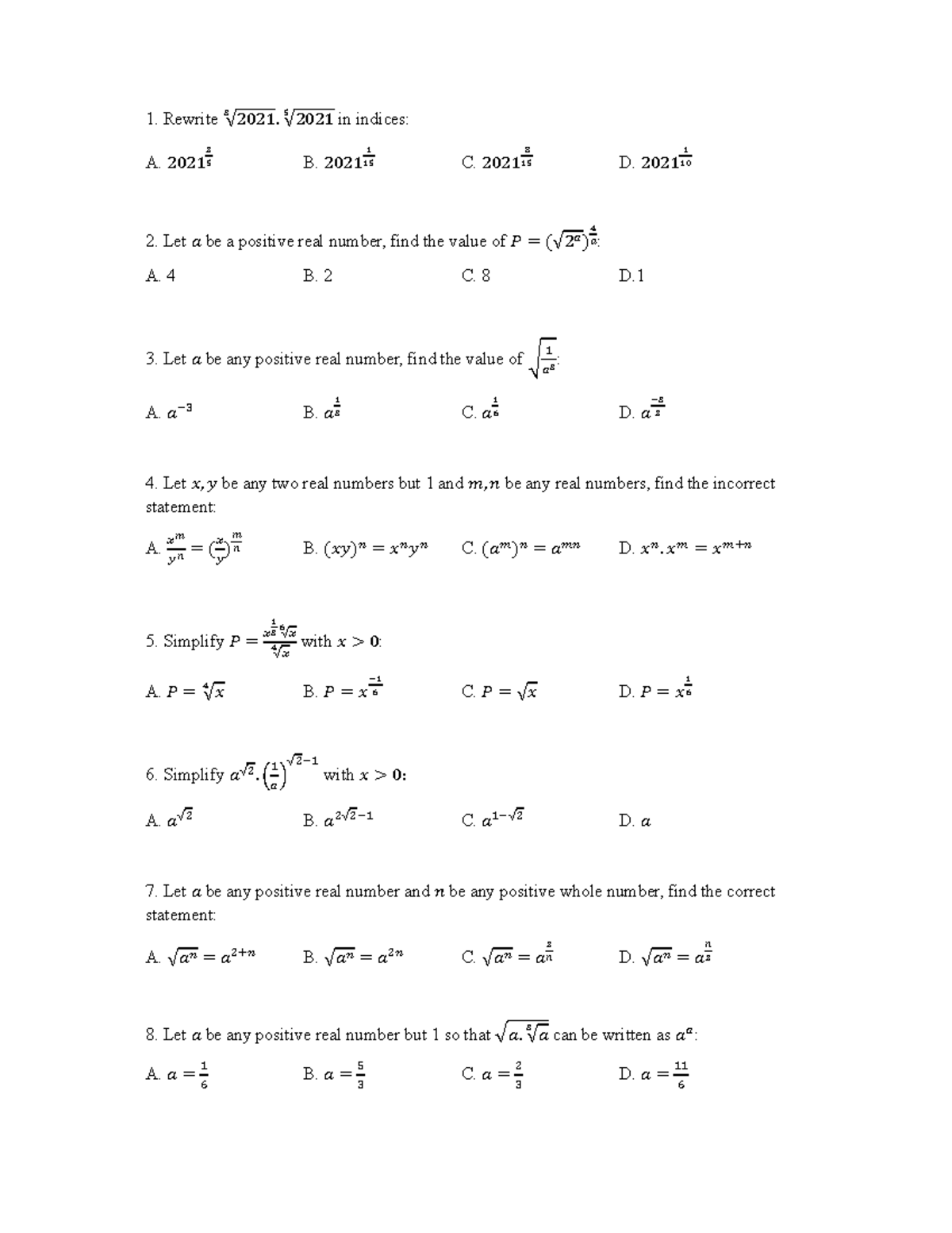 Test 1 for Math (MATH101) - First Quarter Exam Questions - Studocu
