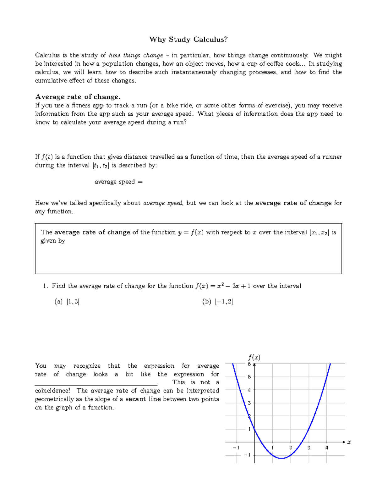 Calculus 101: Understanding Change and Average Rates - Studocu