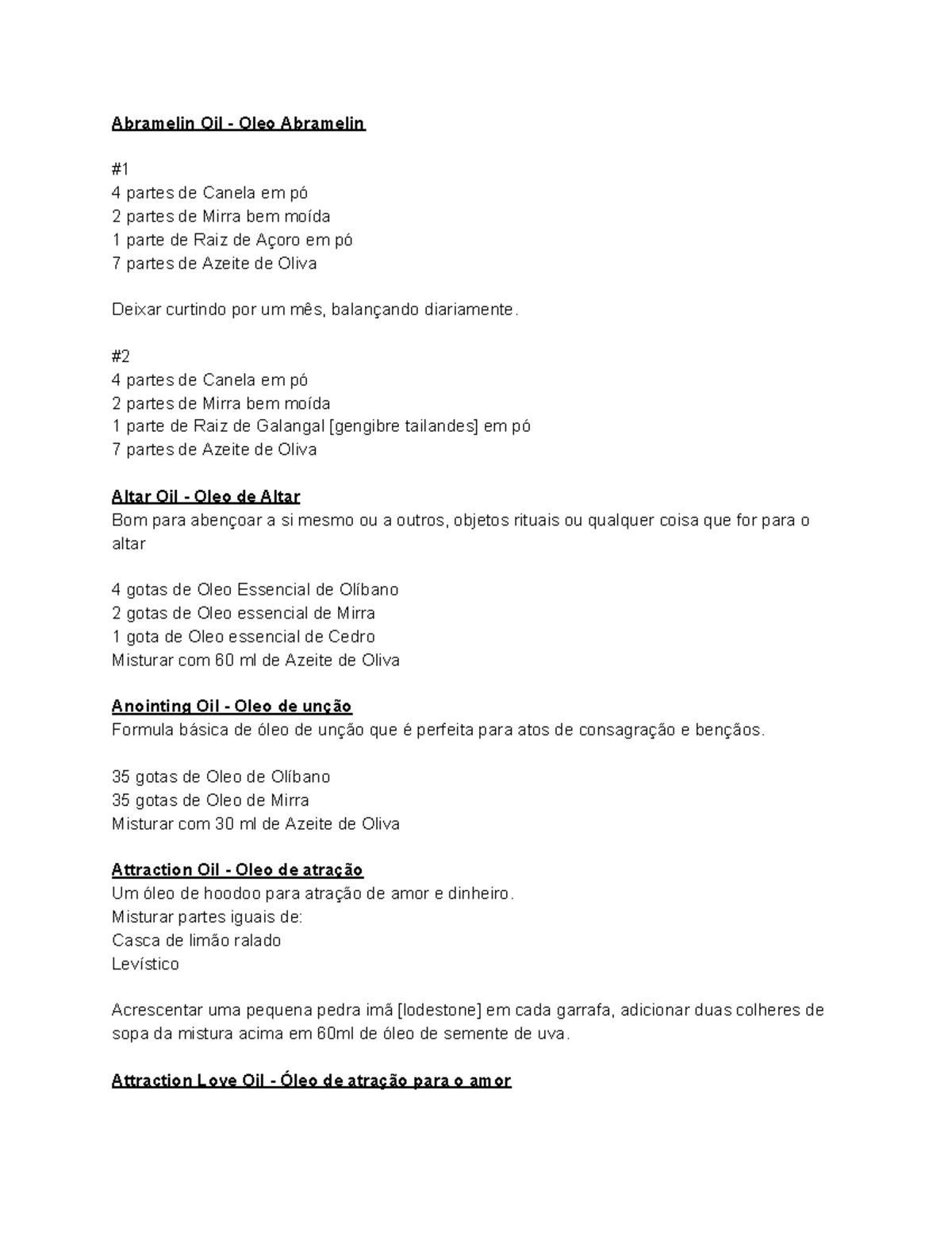 Óleos Hoodoo Parte I - Receitas Práticas e Usos - Studocu