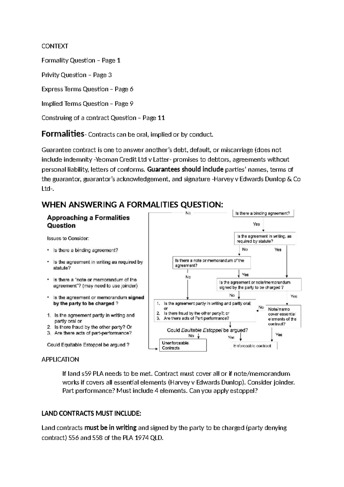 Contracts Law Exam Notes - Flow Charts (LAW101) - Studocu
