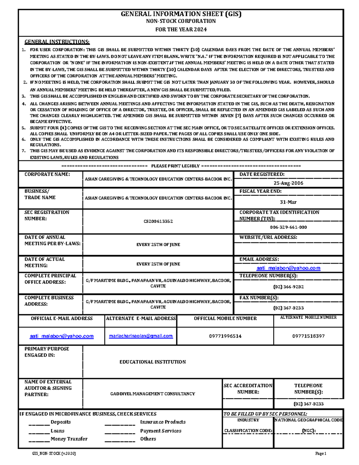 GIS Submission Guidelines for Asian Caregiving Tech Ed Inc. (2024 ...