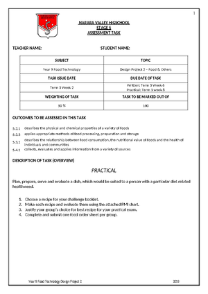 Food Technology - Grade: 9 - Secondary School - Studocu