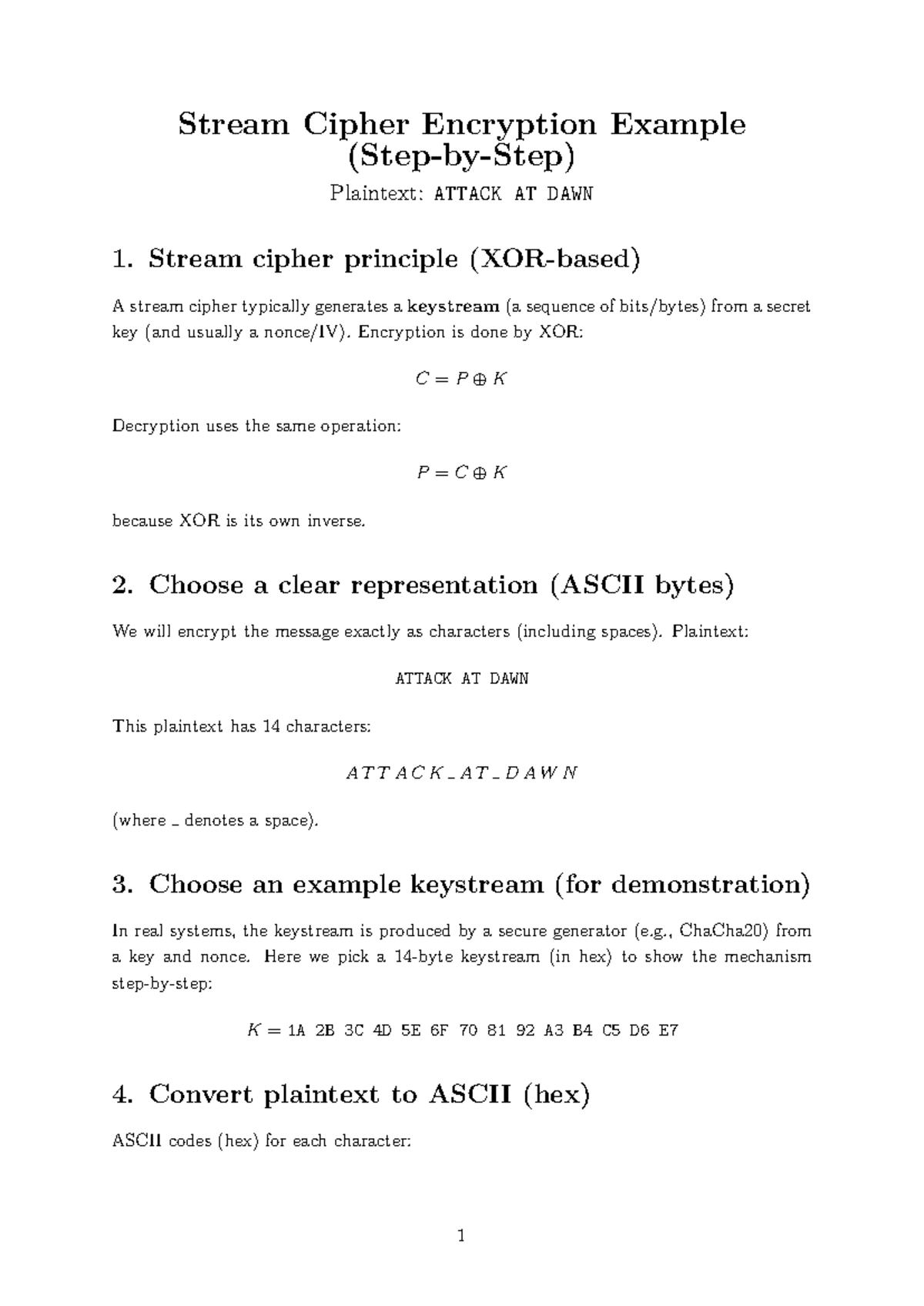 Stream Cipher Encryption Example - Cyber Security 13 - Studocu