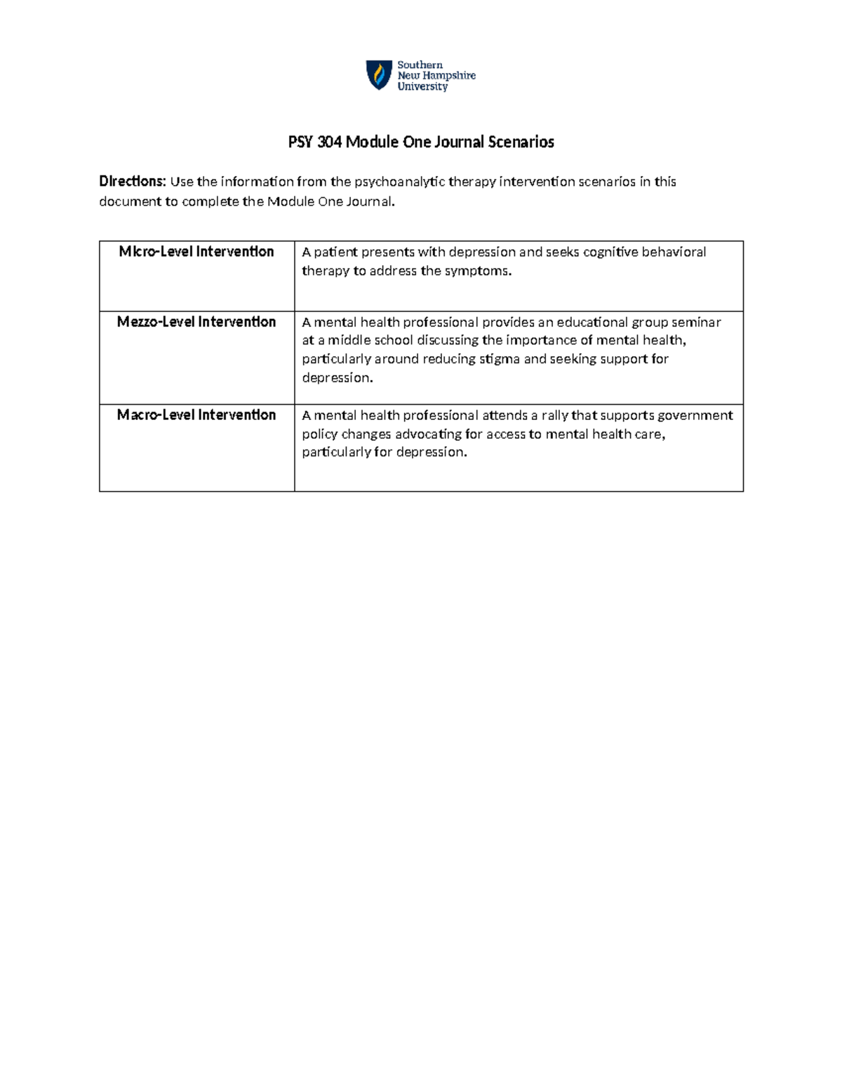 PSY 304 Module One Journal Scenarios - PSY 304 Module One Journal ...