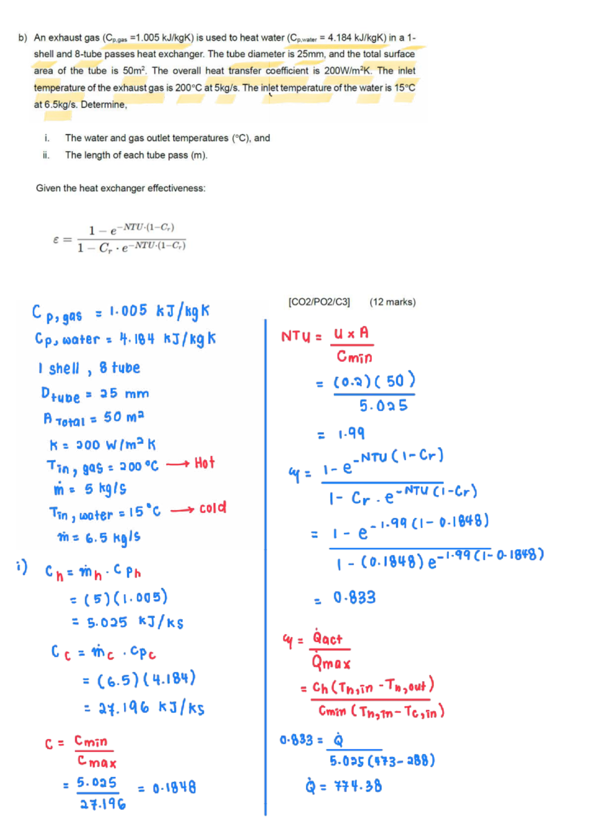 Tutorial on e-NTU Method for Heat Exchanger Analysis (ENG 101) - Studocu