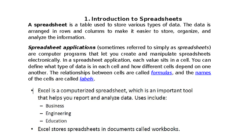 IT 101: Introduction to Excel - Comprehensive Notes and Guide - Studocu