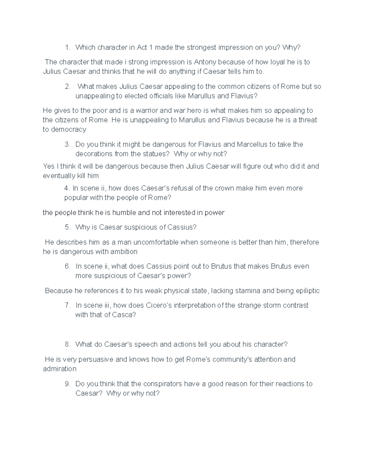 ENG 201: Character Analysis and Themes in Julius Caesar Act 1 - Studocu