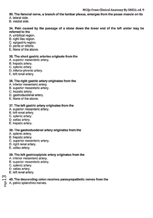 Nursing 244 QUIZ 255 - Ndnxnd - MCQs From Clinical Anatomy SNELL ed. 9 ...