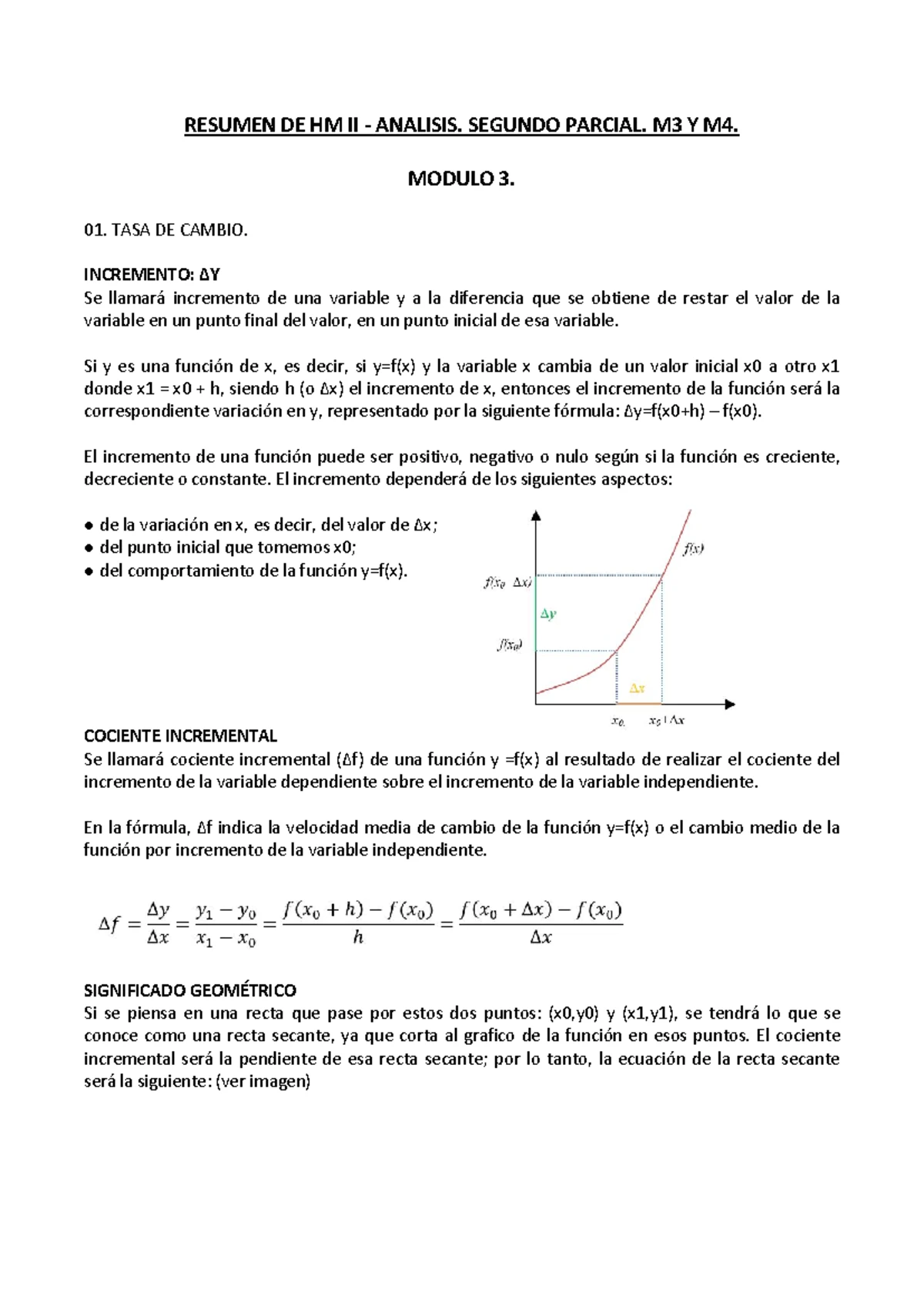Machete de Fórmulas: Análisis Matemático Simplificado - Características Esenciales - Studocu