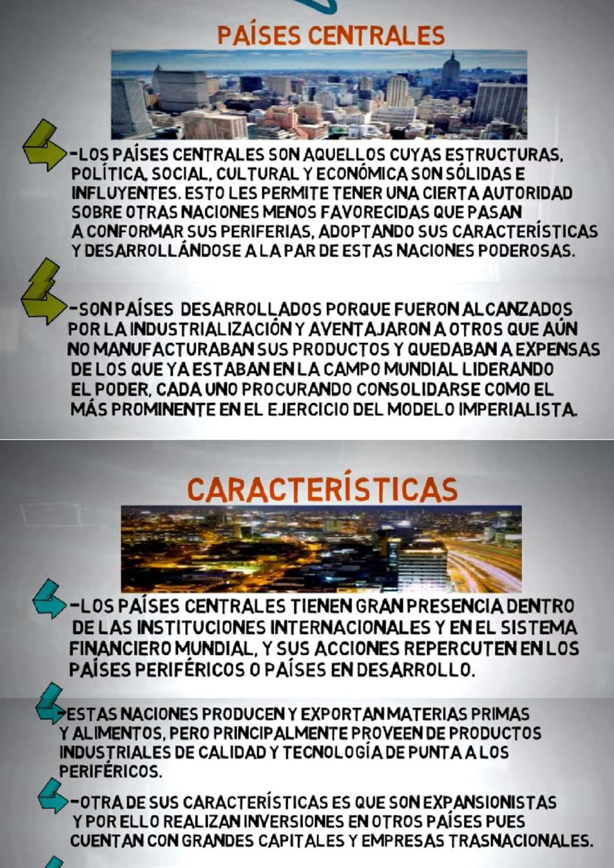 PAÍSES CENTRALES Y PERIFÉRICOS: ESTRUCTURAS Y CARACTERÍSTICAS - Studocu