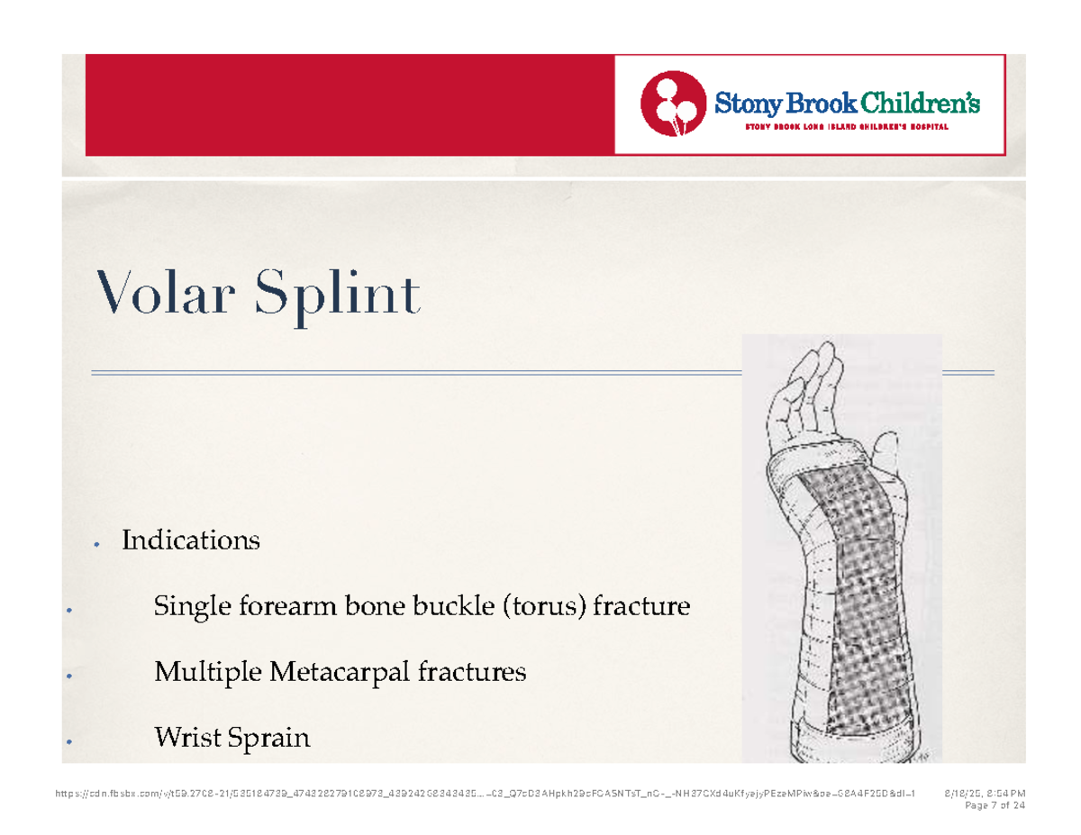 Splinting Techniques and Indications for Fractures and Injuries - Studocu