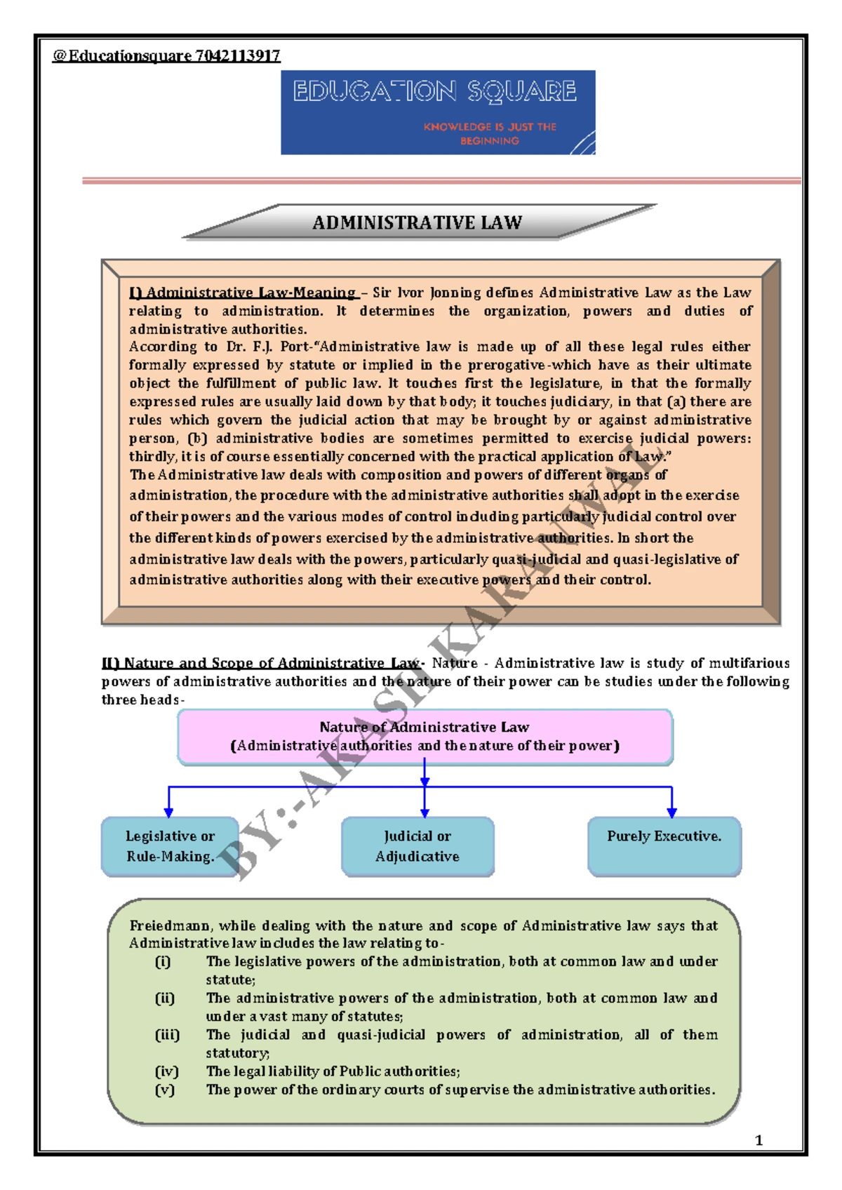 Unit 2d Sub delegation Administrative Law - Sub-Delegation When a statute confers legislative ...