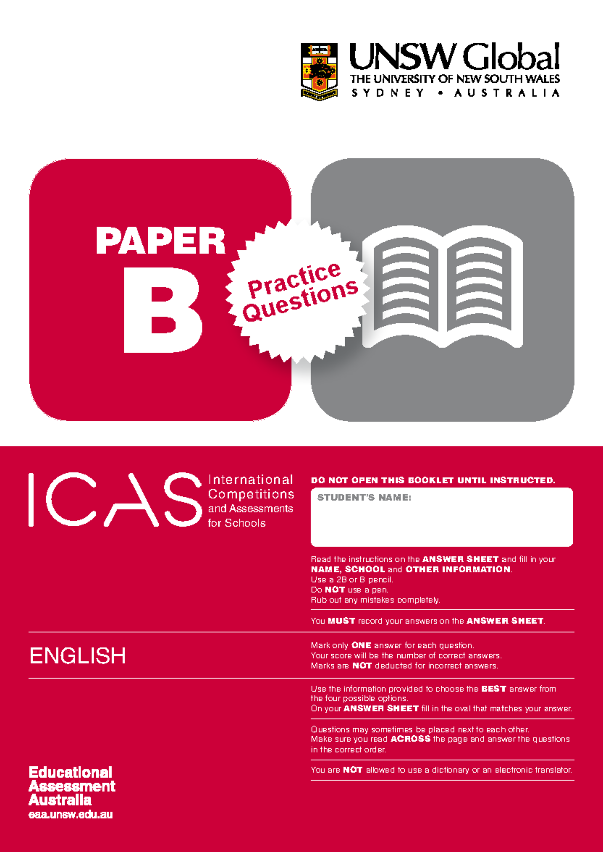 ICAS English Practice Questions Paper B - International Competitions ...