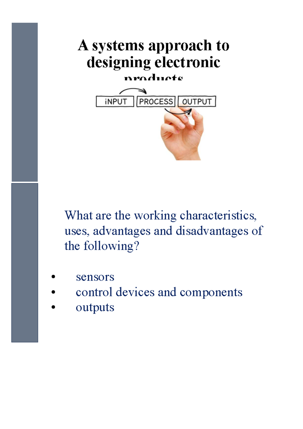 1.6 Electronic Systems: A Systems Approach to Product Design - Studocu
