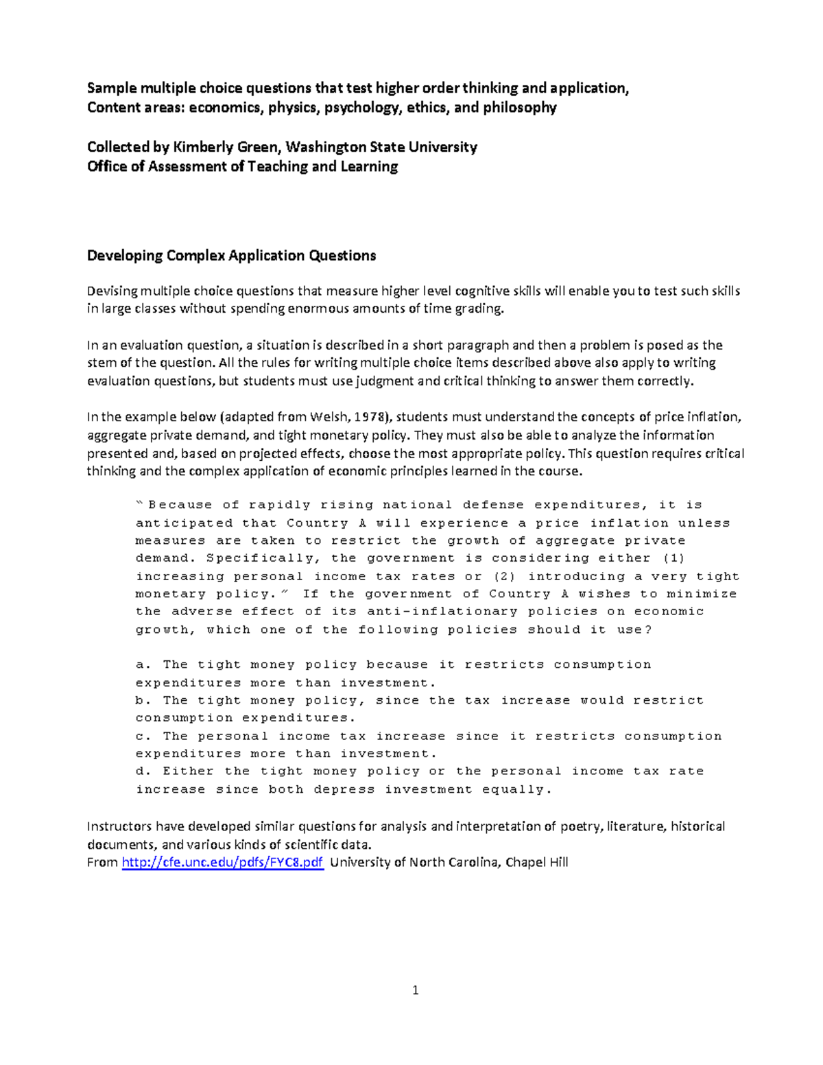 Creating Effective MCQs for Critical Thinking Skills Development - Studocu