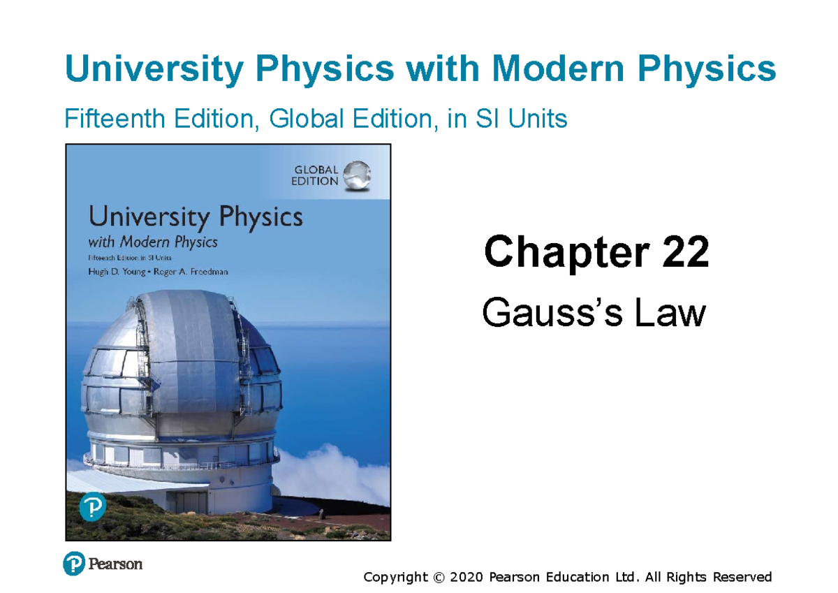 Chapter 22: Gauss's Law - Lecture Slide (University Physics) - Studocu