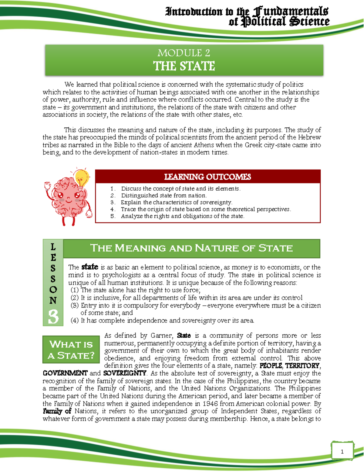 Module 2: The State - Key Concepts and Theoretical Perspectives - Studocu