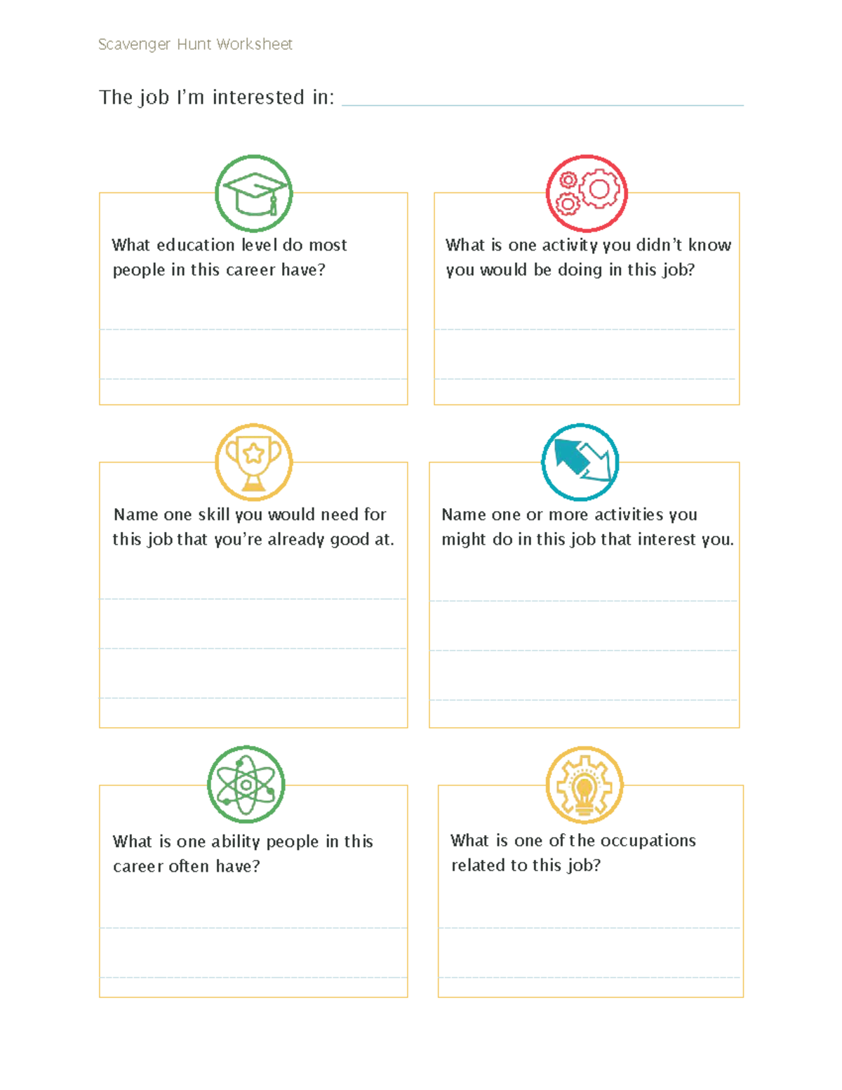 Scavenger Hunt Worksheet: Career Exploration Activities - Studocu