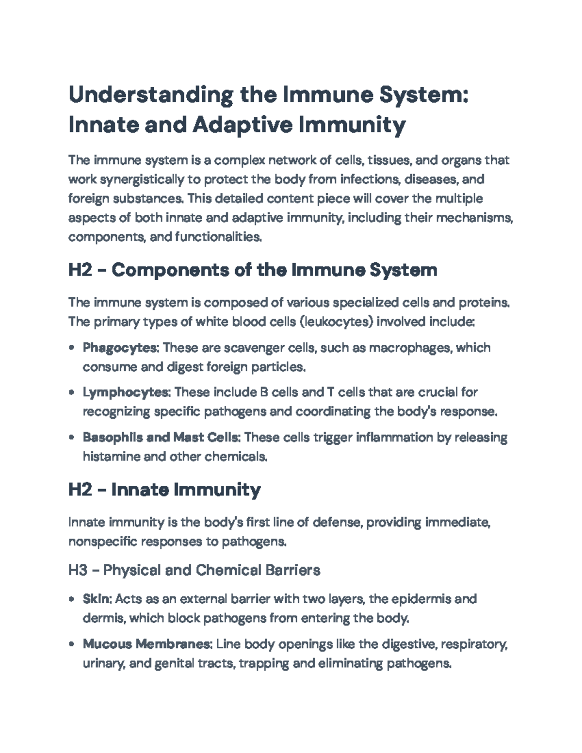 Understanding Innate and Adaptive Immunity - Key Components & Disorders - Understanding the ...